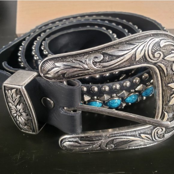 Kippys | Accessories | Kippys Black Leather Belt With Silver And ...